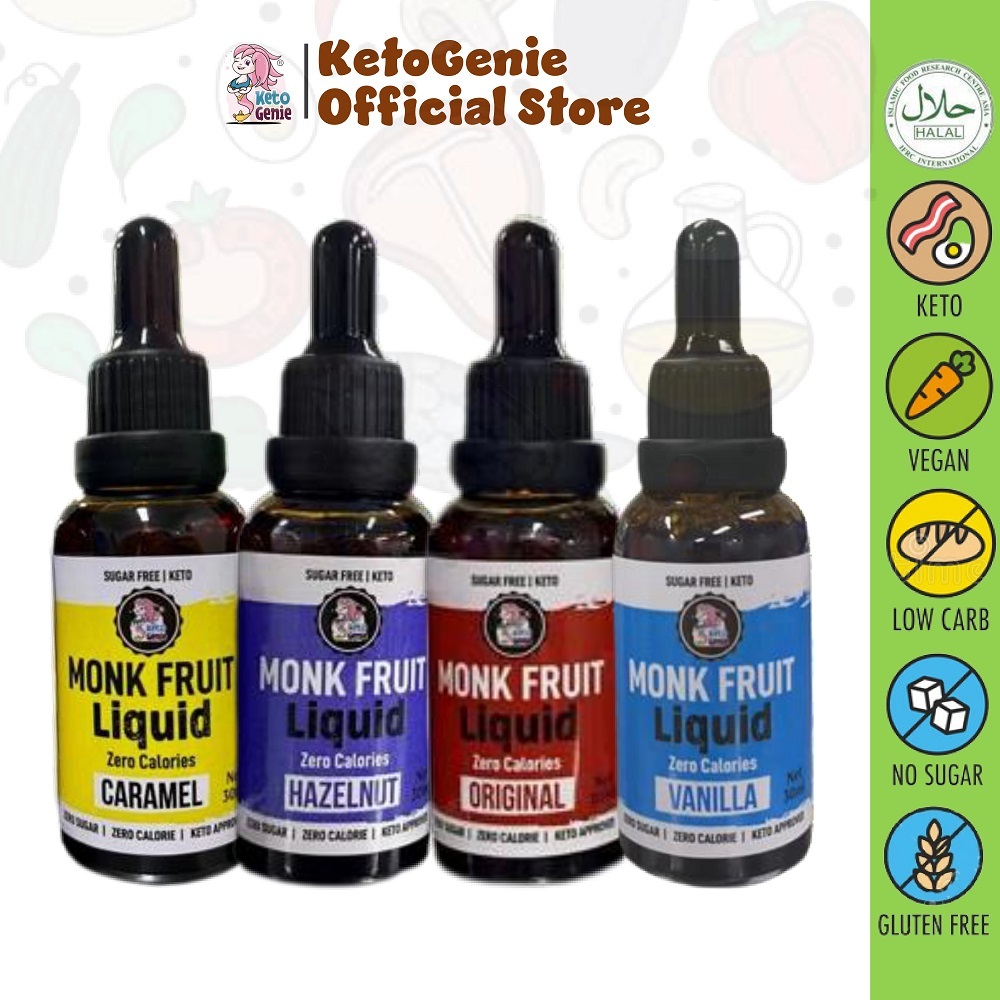 KETOGENIE Keto Monk Fruit Liquid 30ml - Halal, Vegan, Sugar Free, Low ...