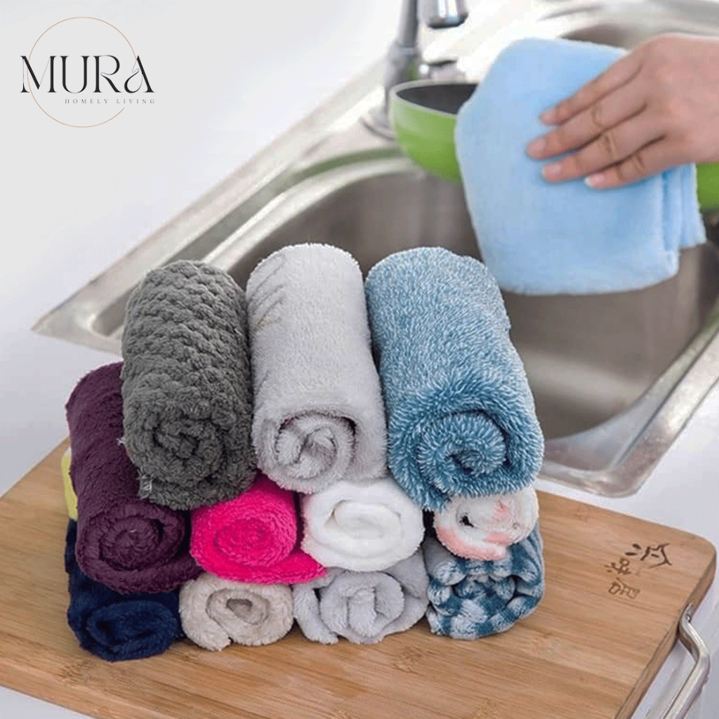 GD 25X25CM Microfiber Towel / Fiber Cotton Towel / Kain Tuala Lap Meja ...
