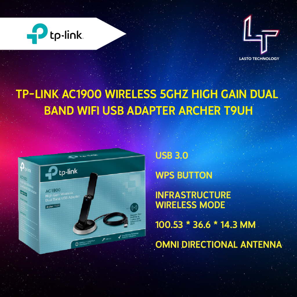 TP-Link AC1900 Archer T9UH Wireless 5Ghz High Gain Dual Band Wifi USB ...