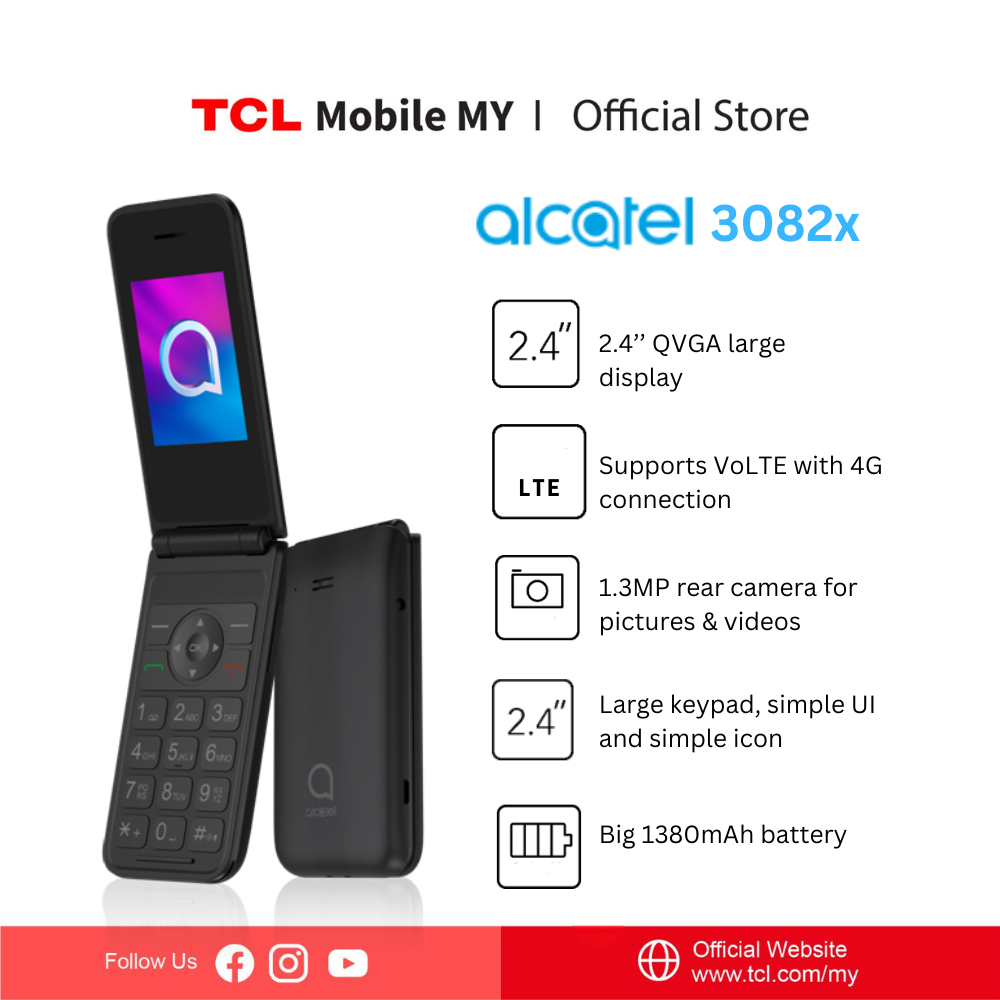 Alcatel 3082X 4G Flip Phone |2.4" Big Screen |SOS Button |Elderly ...