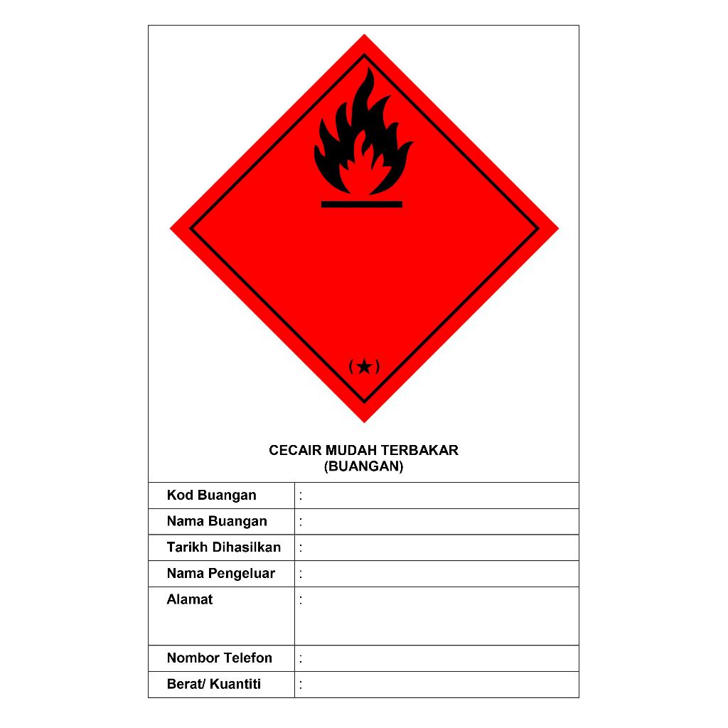 SCHEDULED WASTE LABEL BAHASA MELAYU BUANGAN TERJADUAL PRINTABLE ...