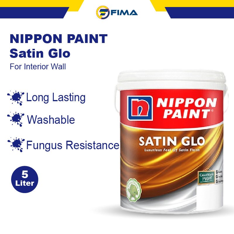 NIPPON PAINT Satin Glo 5 Litre Interior Wall Paint Gloss Finish Paint ...