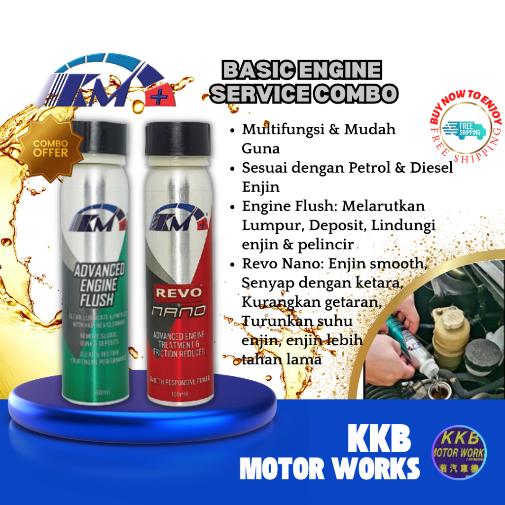 Basic Engine Service Set / 2 in 1 KM+ Revo Nano Advanced Engine Treatment & Friction Reducer KM+ ...