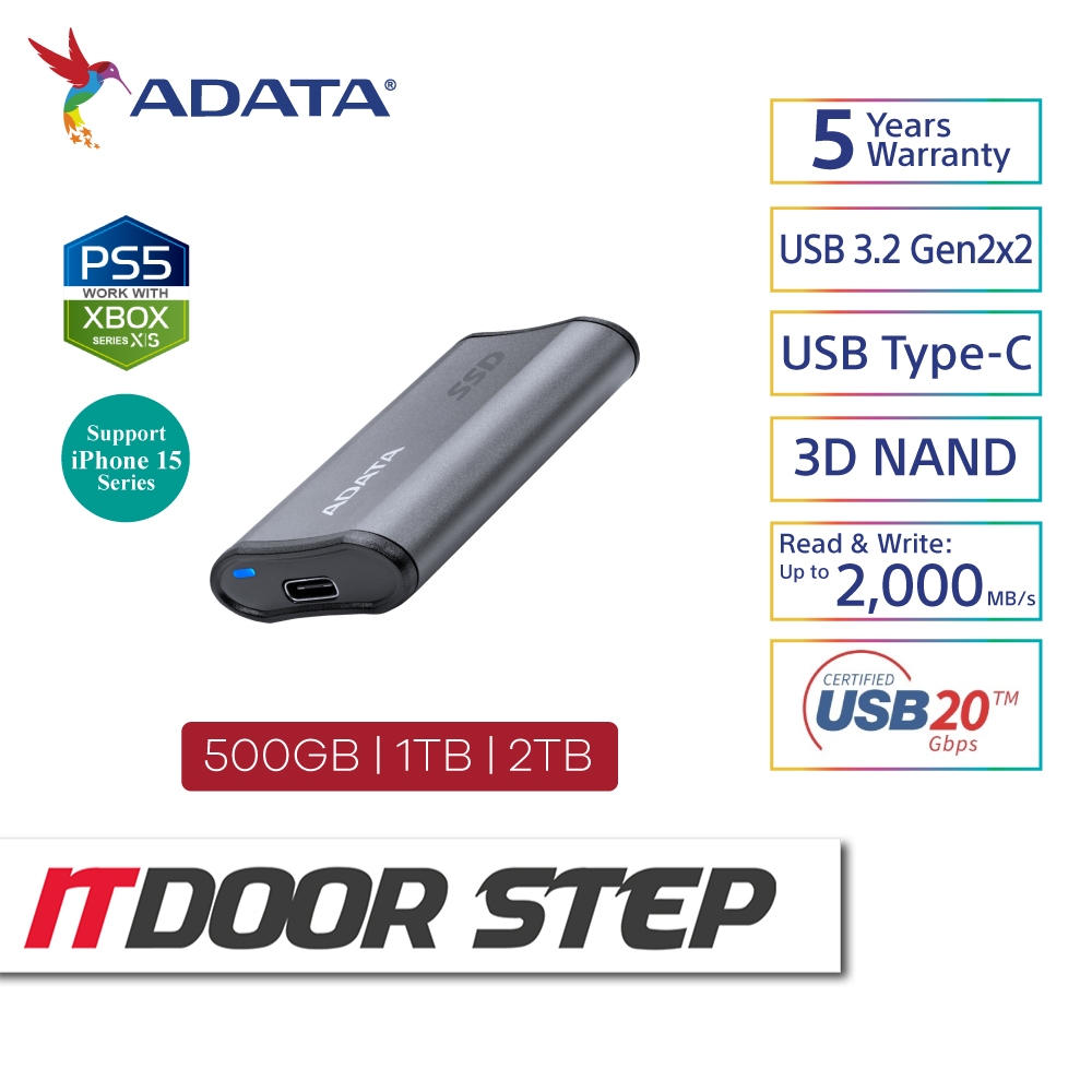 ADATA SE880 Portable SSD M.2 PCIe, USB 3.2 Gen 2x2 Read & Write: 2,000 MB/s (500GB/1TB/2TB/4TB ...