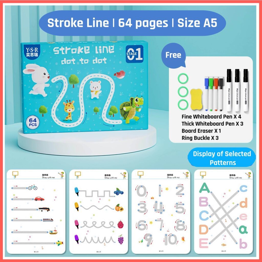 Kid Tracing Workbook with Erasable Pen Control Educational Training Toy ...