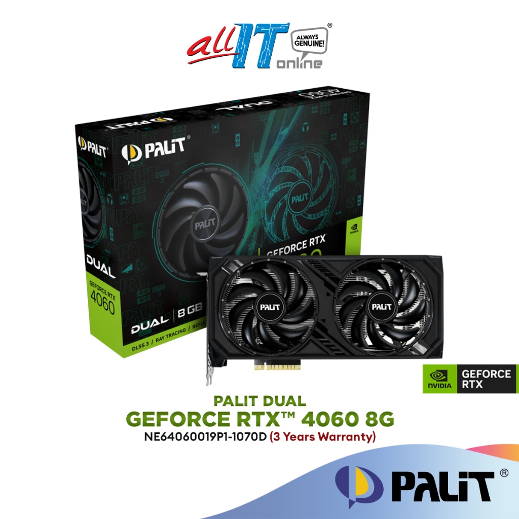 Palit GeForce RTX 4060 Dual 8GB GDDR6 Graphics Card | NE64060019P1 ...