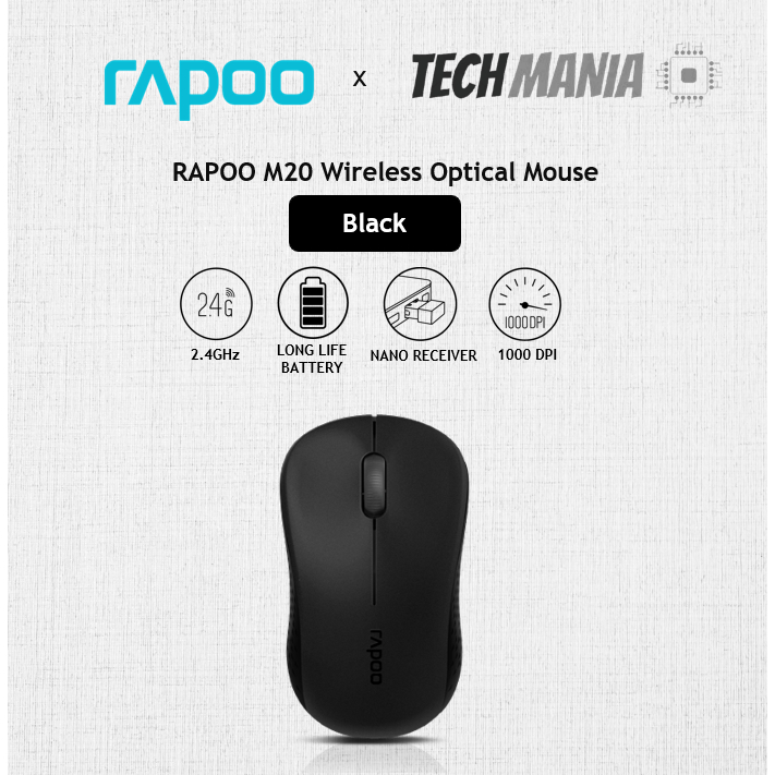 Rapoo M20 Wireless Optical Mouse (Black) -2 year warranty | Shopee Malaysia