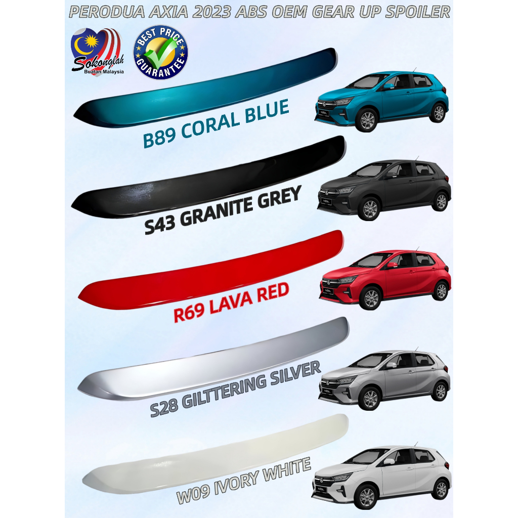Perodua Axia 2023 2024 ABS OEM GEAR UP Spoiler with Paint | Shopee Malaysia