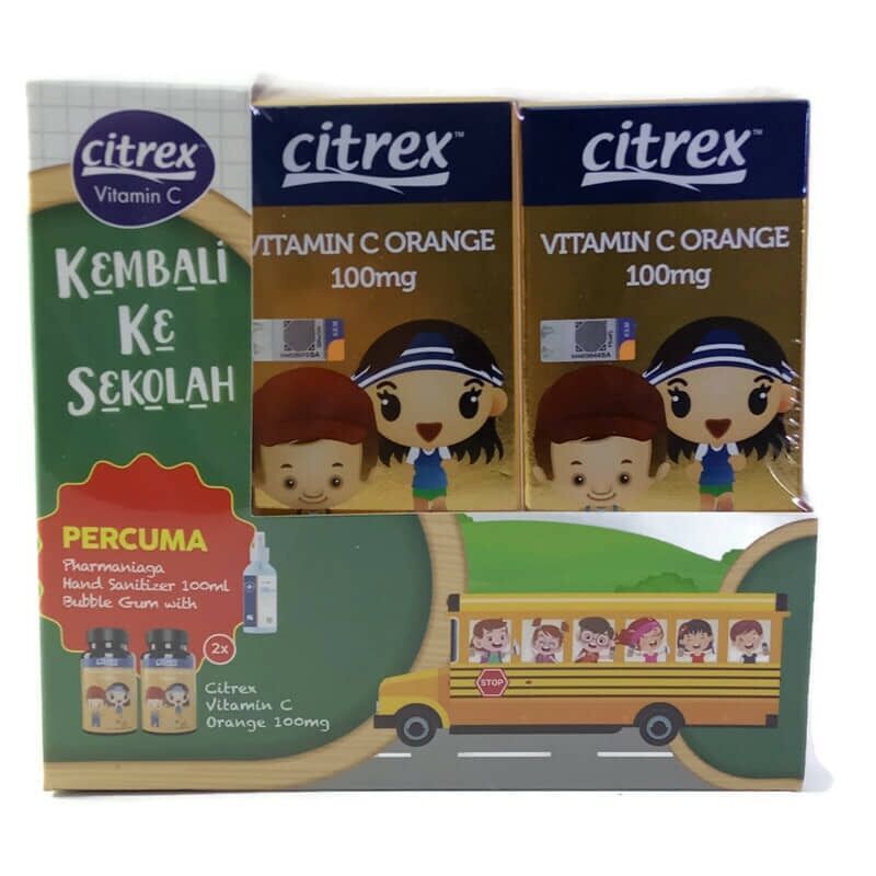CITREX VITAMIN C ORANGE (100mg) Twinpack + Free Hand Sanitizer 100ml ...