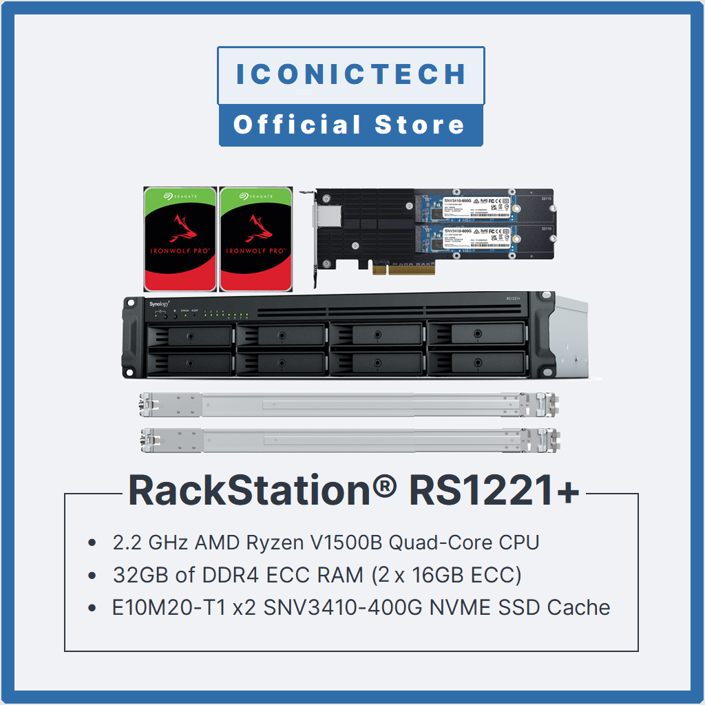 Ironwolf Pro 32TB ~ 128TB Synology Rackstation RS1221+ 32GB ECC (ADD ON ...