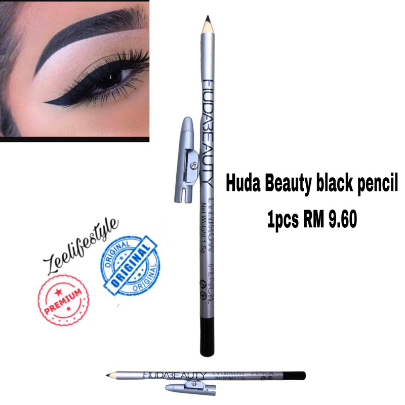 Premium HUDA EYEBROW PENCIL Black With shappner net1.5g | Shopee Malaysia
