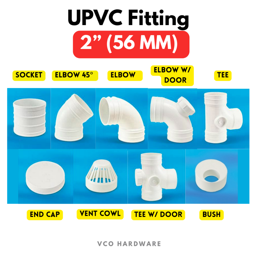 [ 2" / 56 MM ] UPVC Pipe Fittings White UPVC Pipe Connector/Pemyambung ...