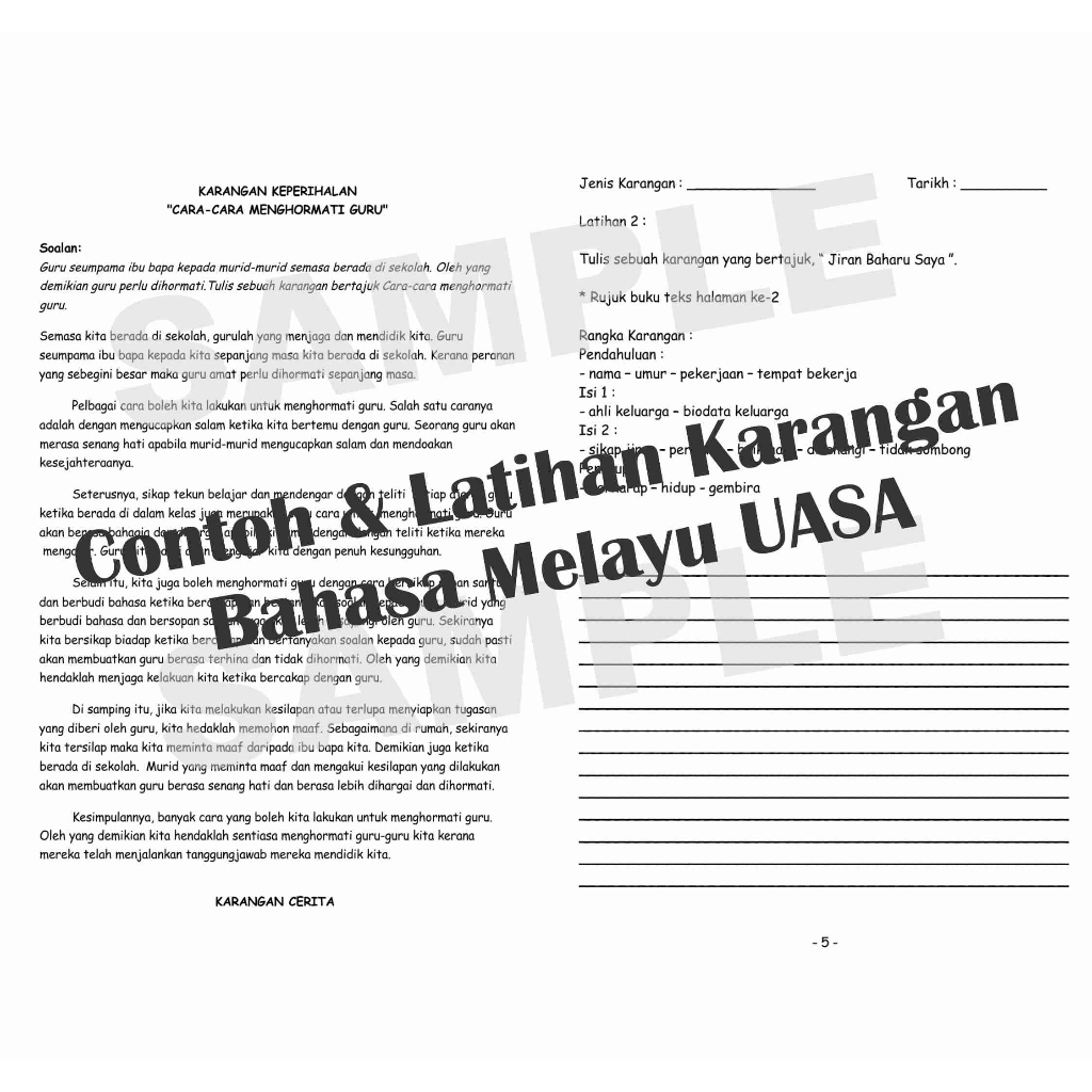 [Softcopy PDF] UASA Contoh & Latihan Karangan Ulasan Bahasa Melayu Tahun 5 & 6 | Shopee Malaysia
