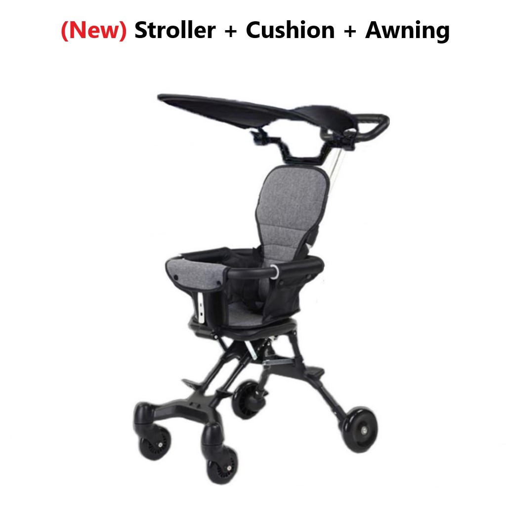 Premium 2 Way Reclining Foldable Baby Stroller 4 Wheels with Sunshade ...