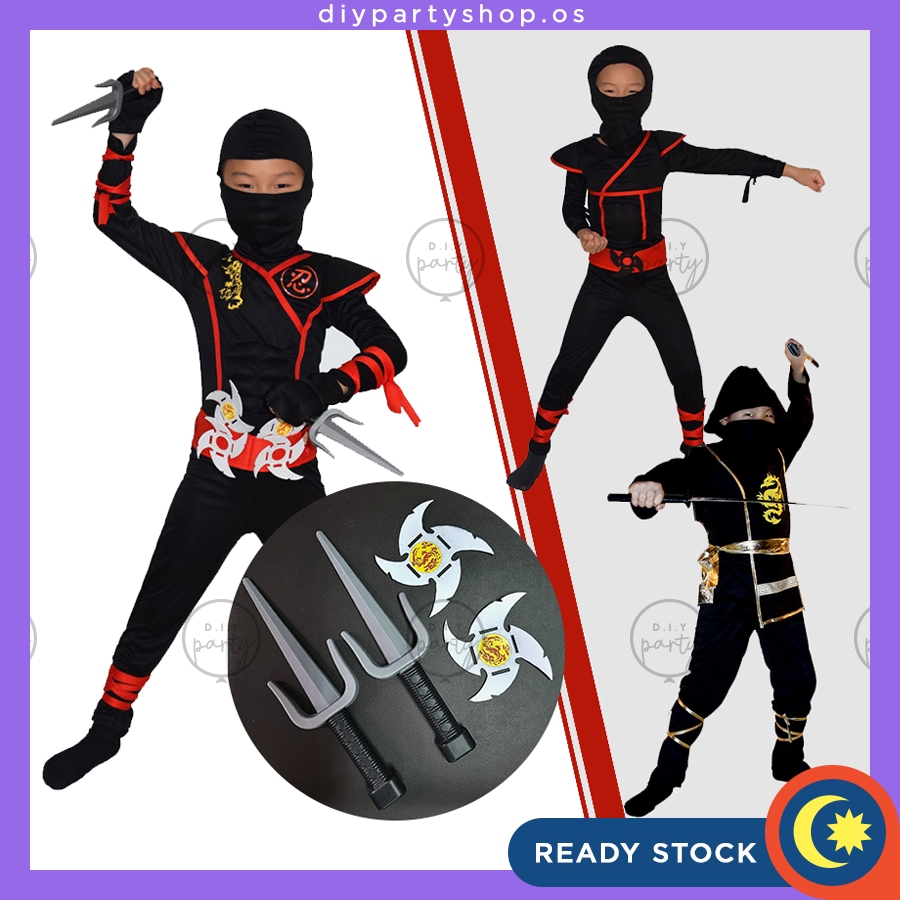 Children Halloween Warrior Ninjas Ninja Suit Set Pretend Play Costume ...