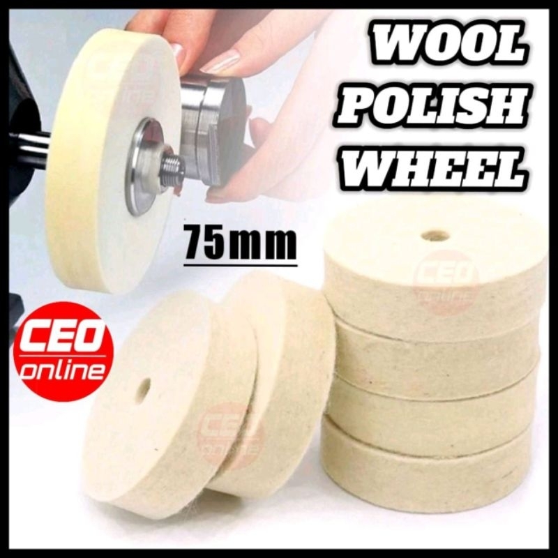 CEO 🇲🇾 75mm Drill Grinding Wheel Buffing Wheel Felt Wool Polishing Pad ...