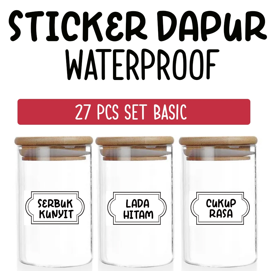 27pcs Readymade Sticker Dapur Label Waterproof Transparent Kalis Air ...