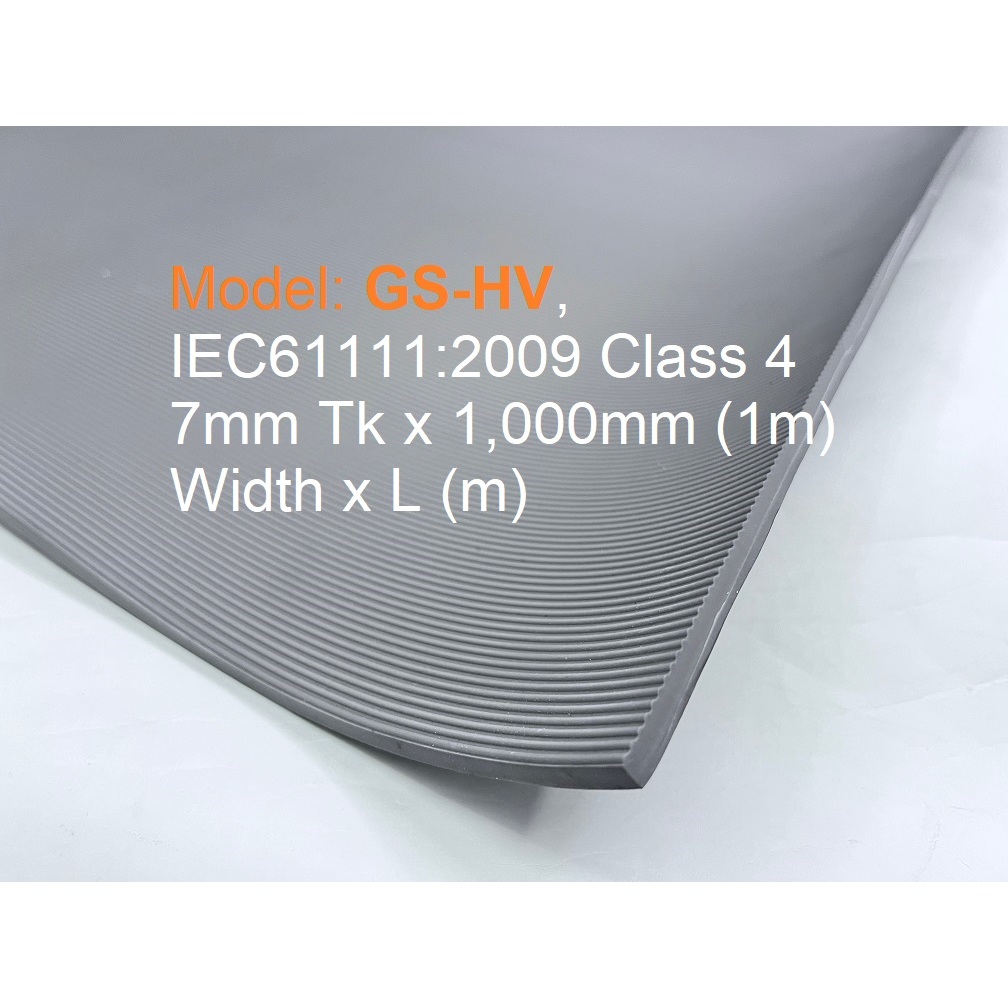 GS-HV Electrical Insulation Mat, 7mm x 1m x 2m, Corrugated, Grey, Class ...