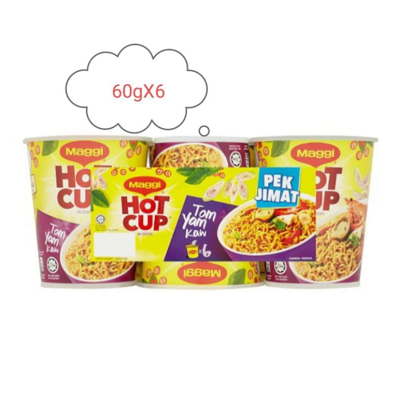 MAGGIE HOT CUPS NOODLES 6packs cups(CHICKEN,TOMYAM,CURRY) | Shopee Malaysia