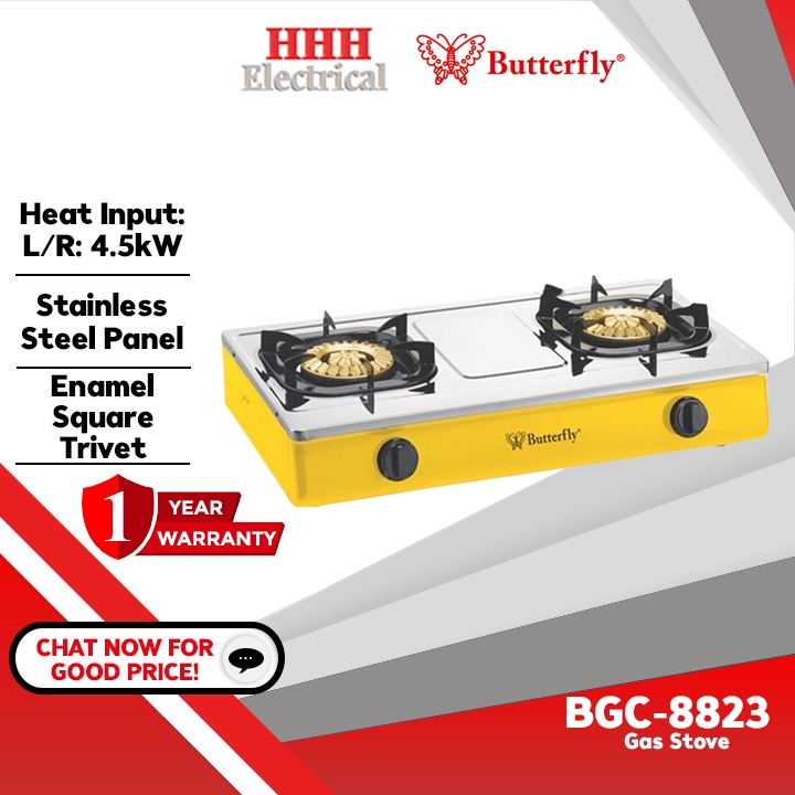 BUTTERFLY BGC-8823 4.5kW Double Burner Gas Cooker Gas Stove Dapur ...