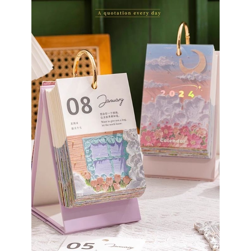 2024 flip through calendars 2024 flip through table calendars ins oil ...