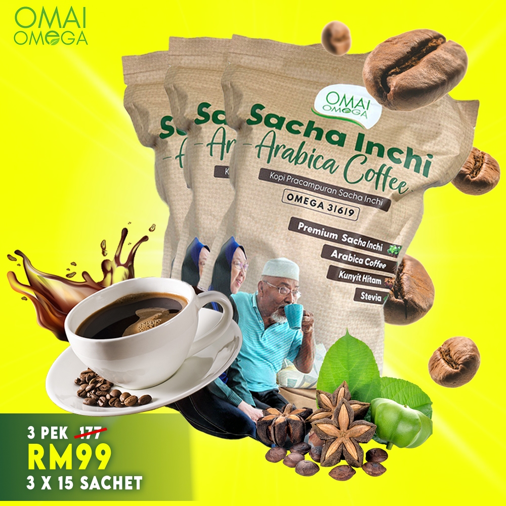 Kopi Sacha Inchi - Arabica Kunyit Hitam Stevia [15 Sachet] | Shopee ...