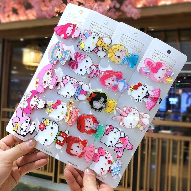 Hair clip Kid Acrylic Princess Elsa Hello Kitty Mermaid Snow White ...