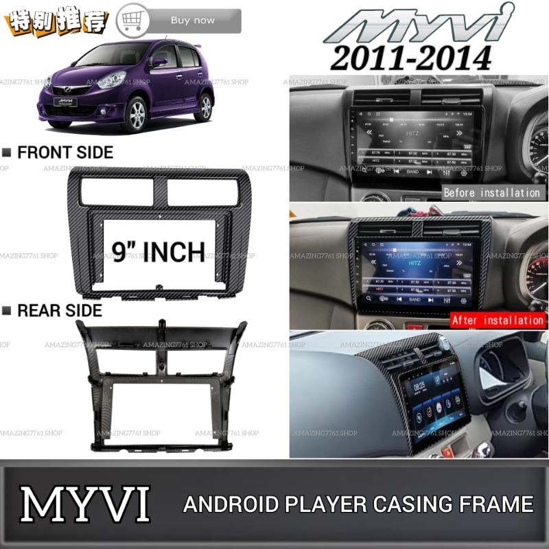 AMAZING PERODUA MYVI LAGI BEST 2011-2014 CARBON FIBER 9"INCH ANDROID ...