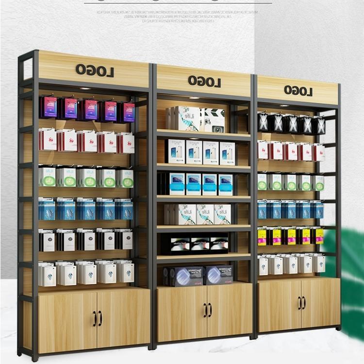 Mobile phone accessories display rack shelf storage rack with hooks ...