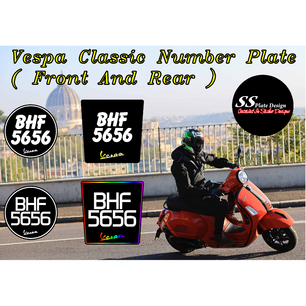 VESPA CLASSIC NUMBER PLATE FRONT AND REAR (CRYSTAL NUMBER) | Shopee ...