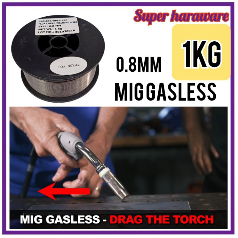 1KG 0.8MM GASLESS MIG WIRE/FLUX CORED GASLESS MIG WIRE/mig gasless wire | Shopee Malaysia