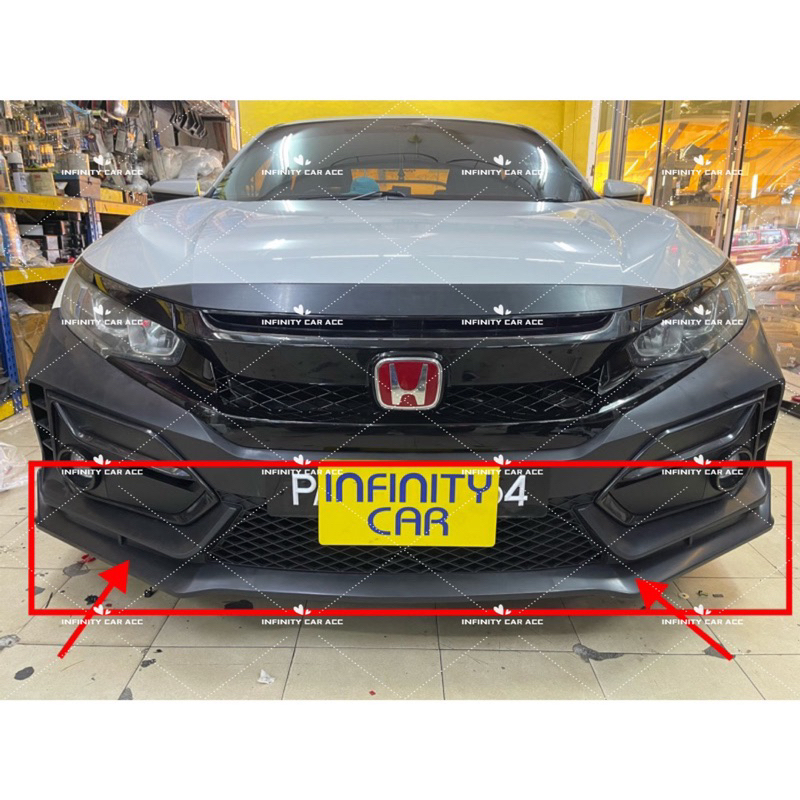 Honda Civic FC Type R Bumper Front Lip Skirt Glossy Black / Carbon Look ...