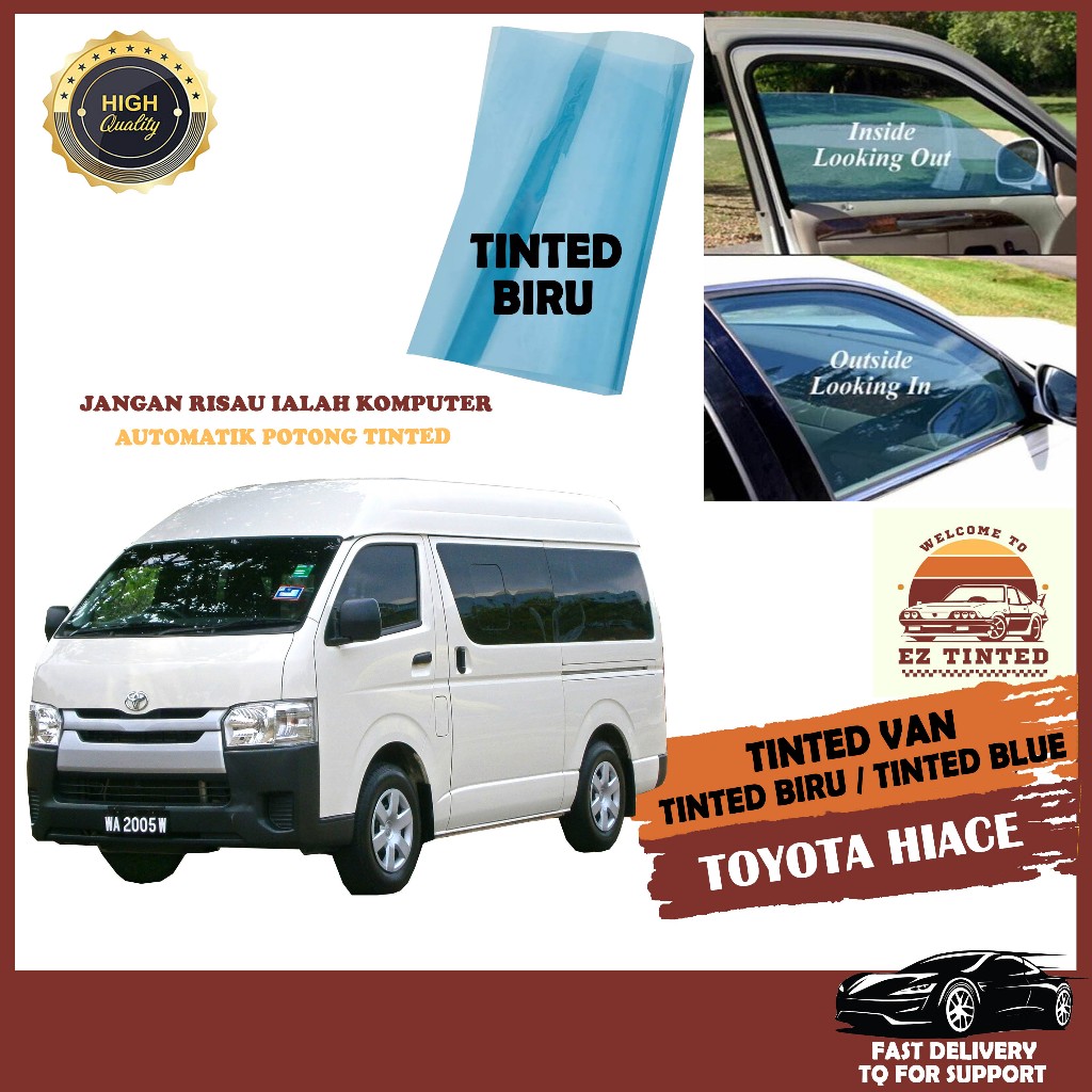 Toyota Hiace_TINTED CROMAX BIRU/Blue Tinted/ Tinted Kereta /Car Window ...
