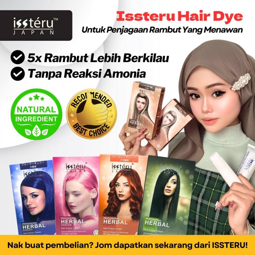 Issteru Hair Dye Japan Hair Colour Pewarna Rambut Halal Sah Solat 40ml ...