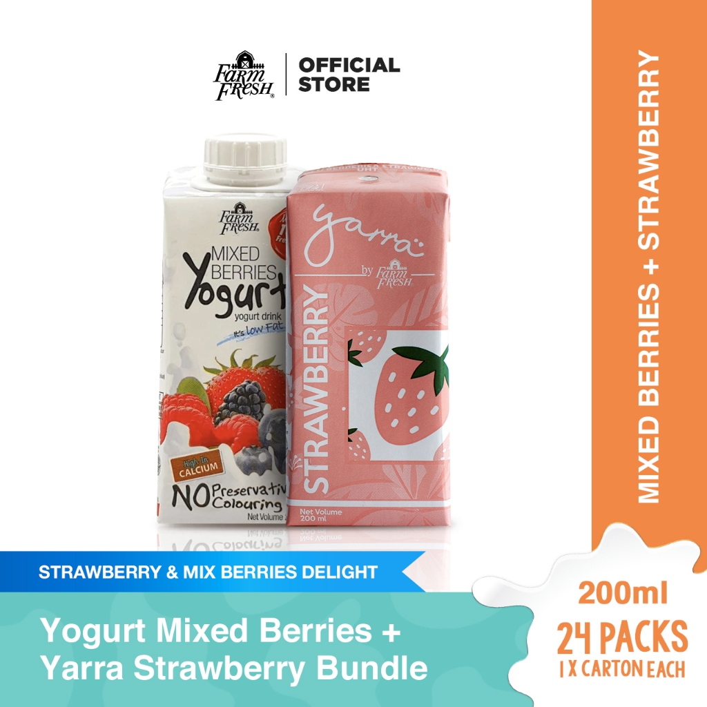 Yarra by Farm Fresh UHT Strawberry Milk + Farm Fresh UHT Yogurt Drink ...