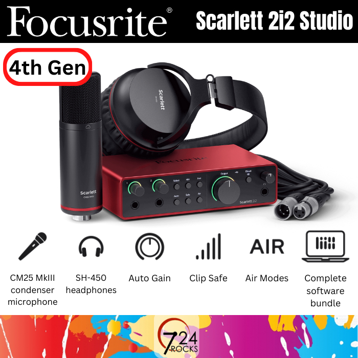 Focusrite Scarlett 2i2 Studio 4th Gen Recording Bundle F15-MOSC0040 ...