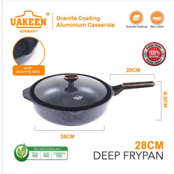 (MINOR DEFECT) Uakeen Original 20-32Cm Deep Frying Pan Granite Non ...