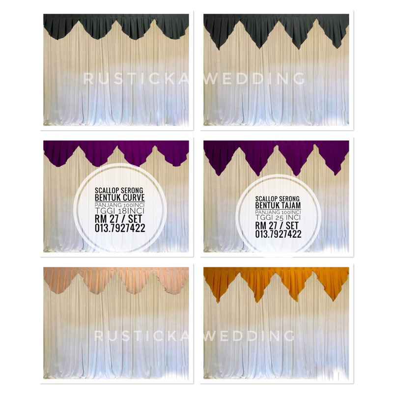 Backdrop Scallop Siap Jahit Kain Langsir Tirai Pelamin Wedding Stage ...