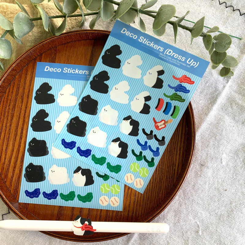 Kitty and Bunny Dress Up deco sticker sheet | Cat and Rabbit Dress up ...