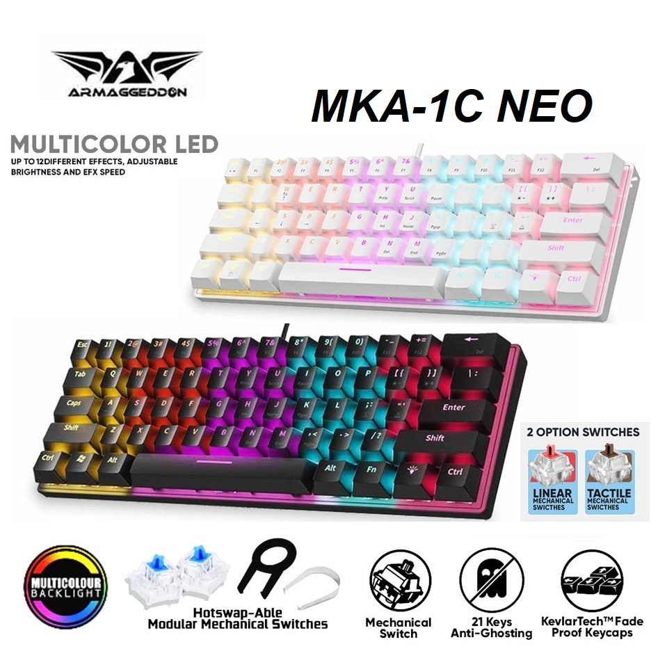 Armaggeddon MKA 1C Neo LED Backlight Mechanical Gaming Keyboard / 61 ...