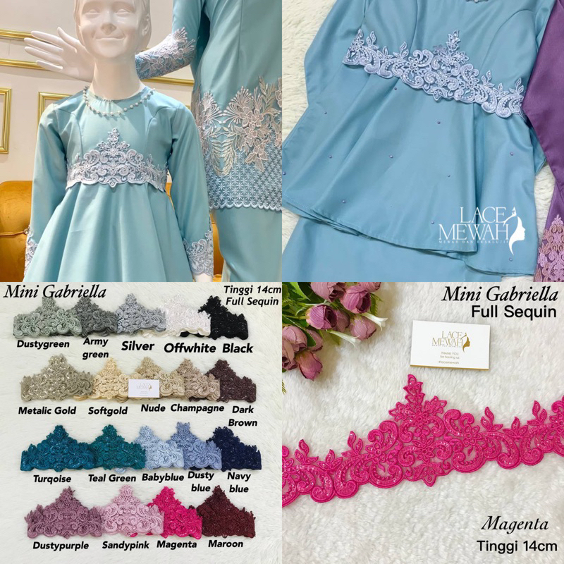 BORDERLACE MANIK SEQUIN SESUAI DRESS BUDAK BAJU KURUNG VEIL PENGANTIN ...