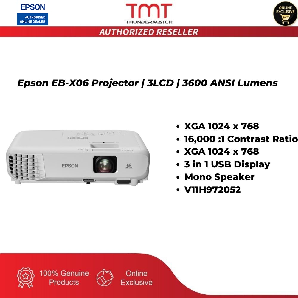 Epson EB-X06 Projector | 3LCD | 3600 ANSI Lumens | Shopee Malaysia