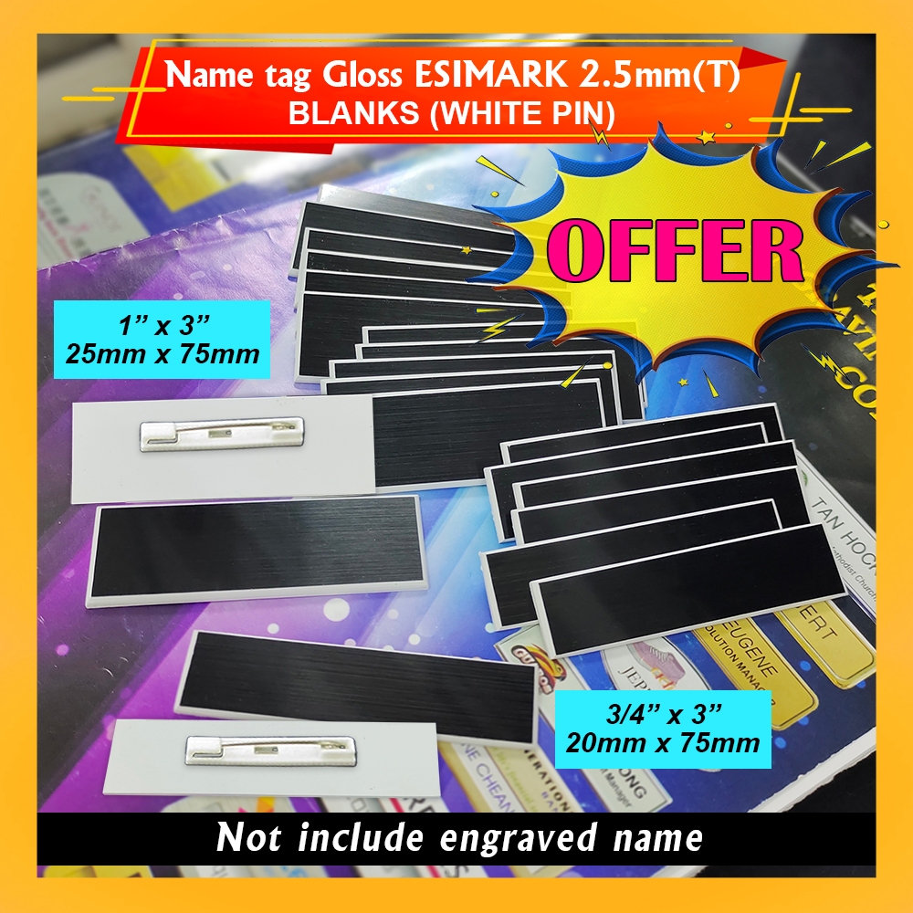 BLACK/WHITE NAME TAG BLANKS with BIG WHITE PINS (Wholesale) l ESIMARK ...