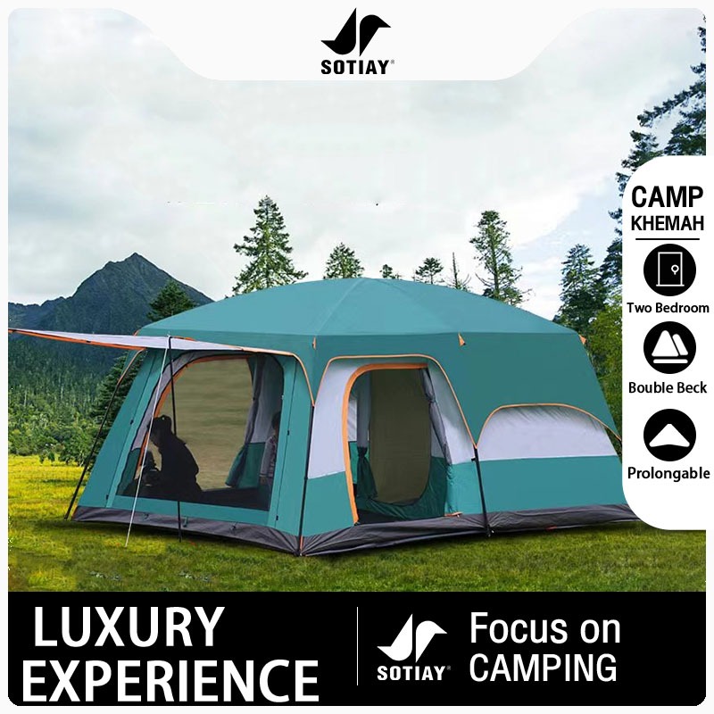 Khemah Camping Tent Besar Waterproof 2 Rooms Double Kemah Murah Outdoor ...