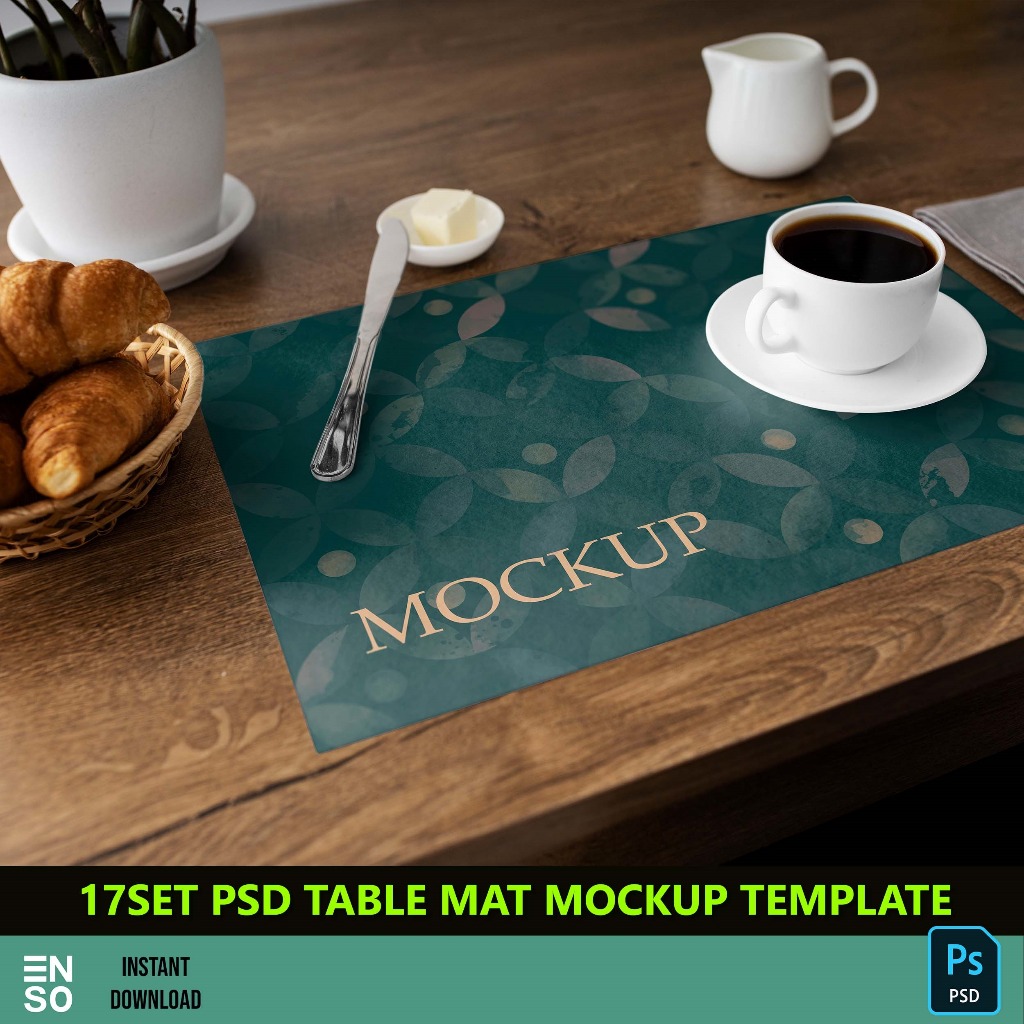 17-Set PSD Table Mat Mockup Template | Editable Mockup Design Template ...