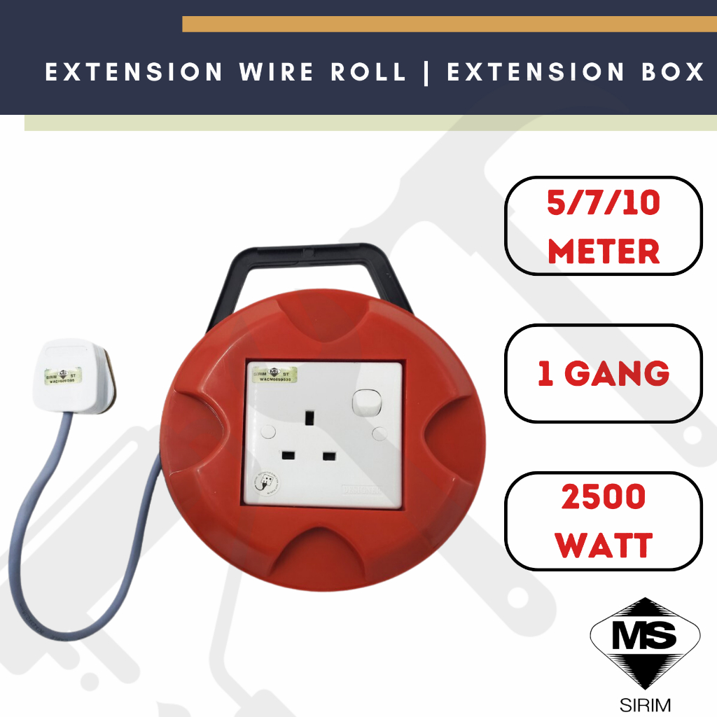 SIRIM APPROVED Round Extension Wire Box | Trailing Socket Cable Reel ...