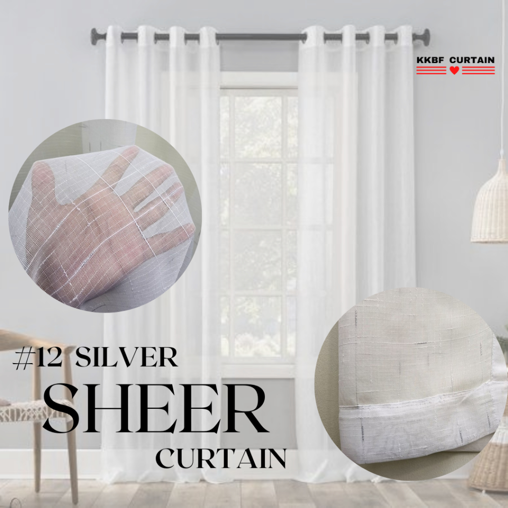 KBBF Ready Made Langsir Sheer Curtain Semi Blackout Curtain Cangkuk ...