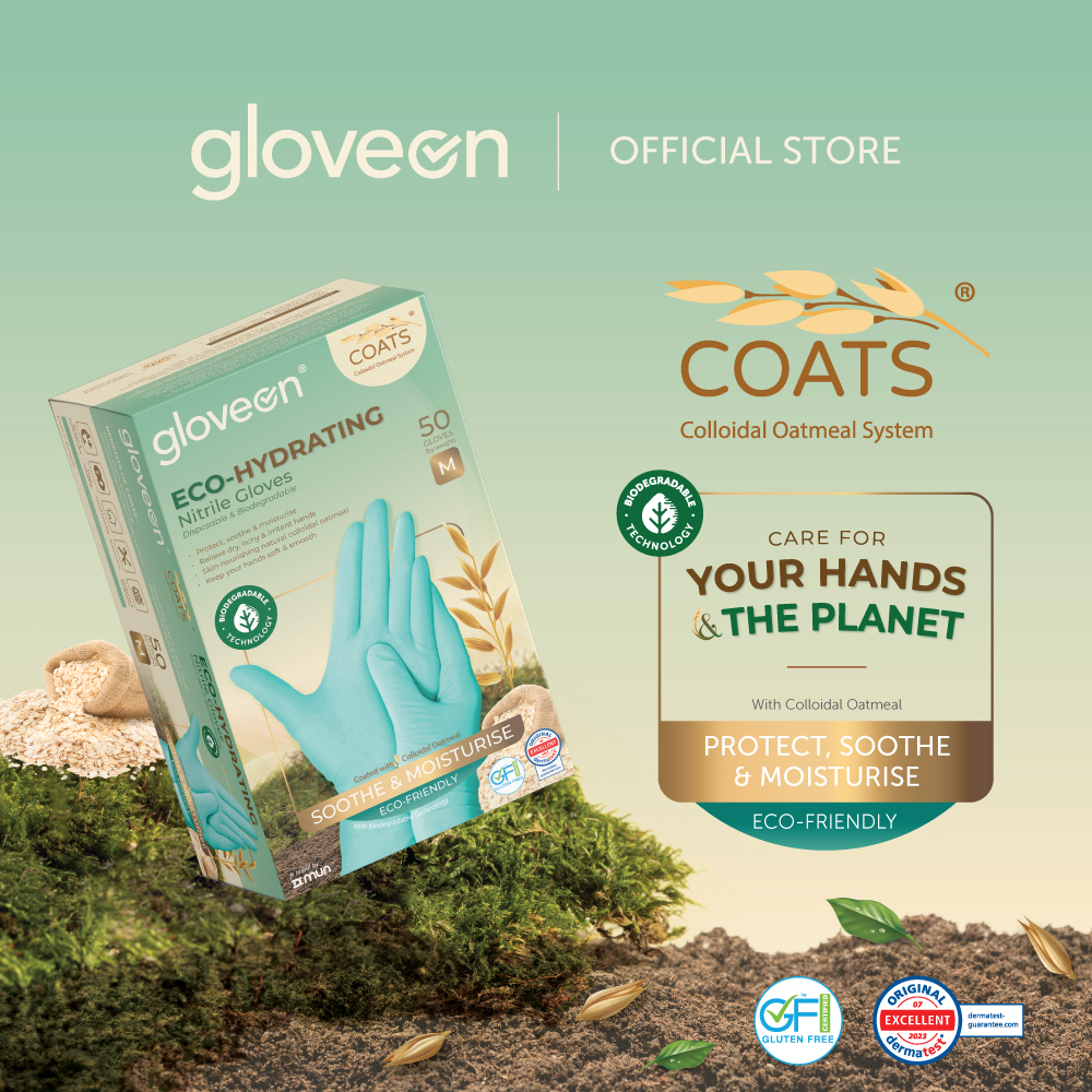 GloveOn COATS Eco-Hydrating Nitrile Gloves (Turquoise) – Soothe ...