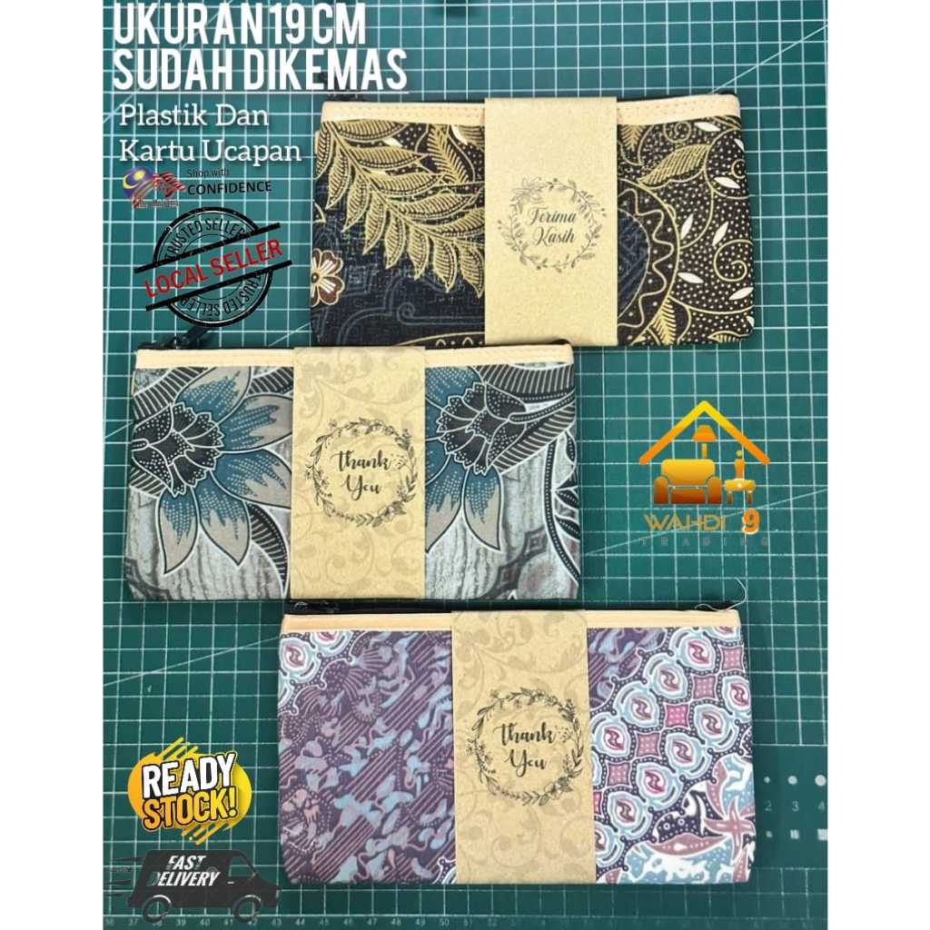 Cenderahati Batik dompet Dompet zip Saiz 19 sm Zip Pembungkusan Plastik ...