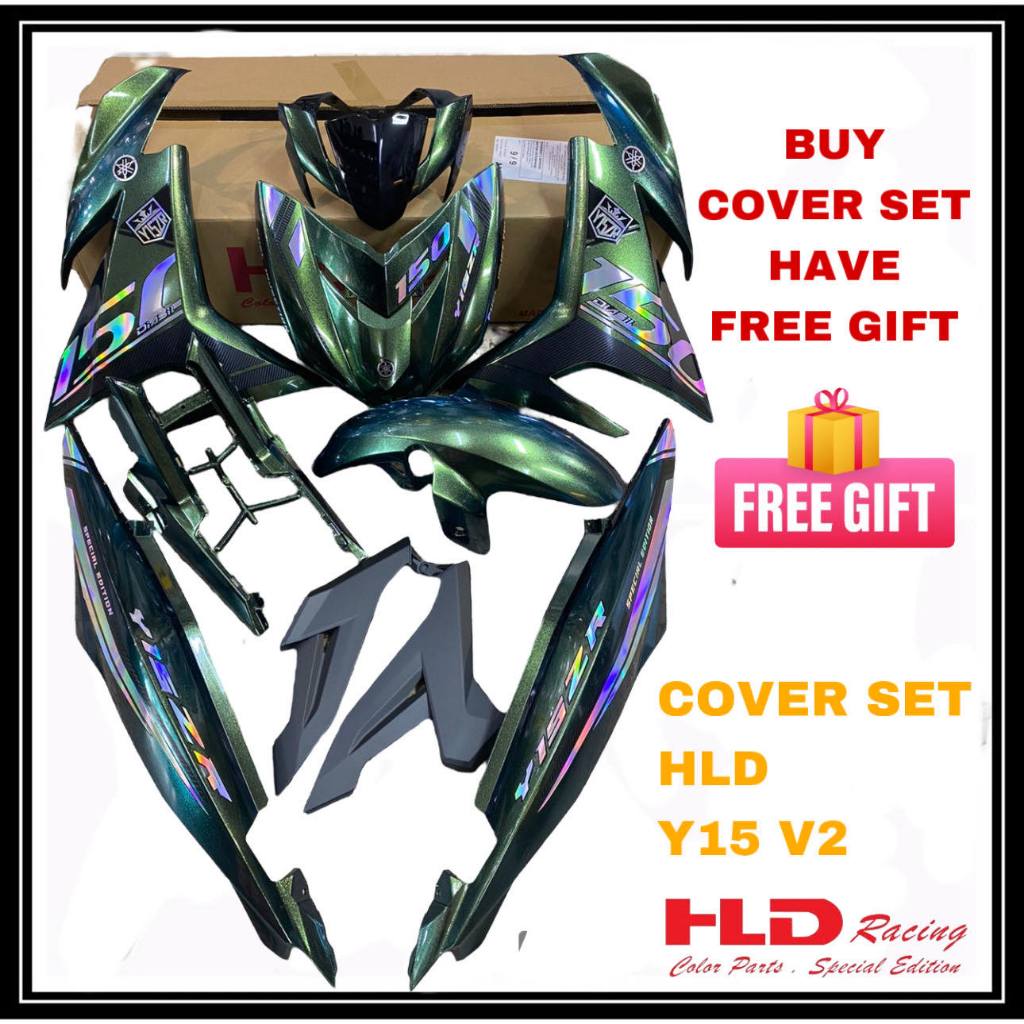 COVERSET BODYSET YAMAHA Y15 Y15zr V2 CHROME LASER GREEN HAYABUSA CHROME ...
